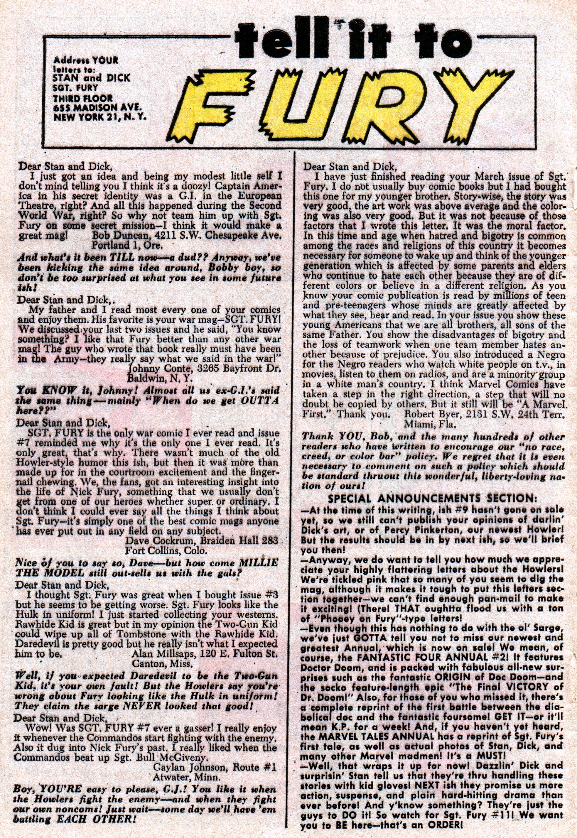 WC: SGT FURY AND HIS HOWLING COMMANDOS #10 – The Tom Brevoort Experience