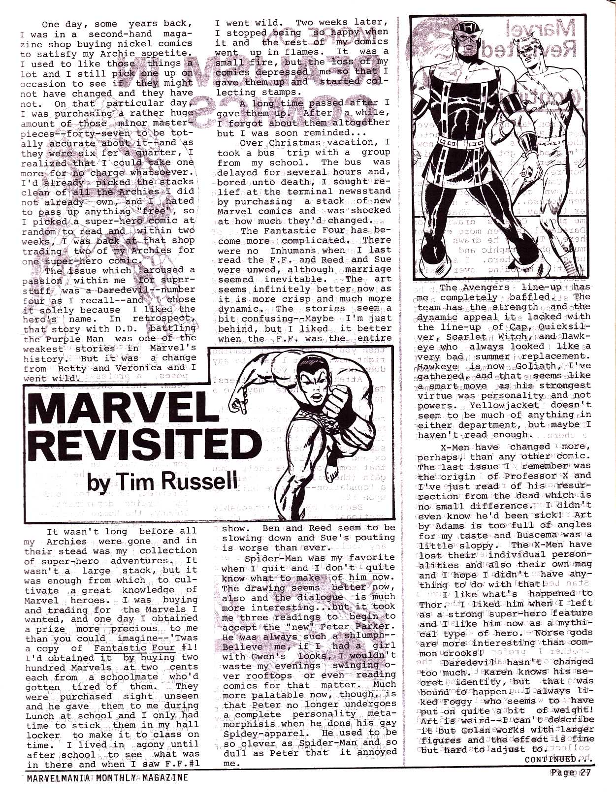 MARVELMANIA Magazine #1, Part Two – The Tom Brevoort Experience